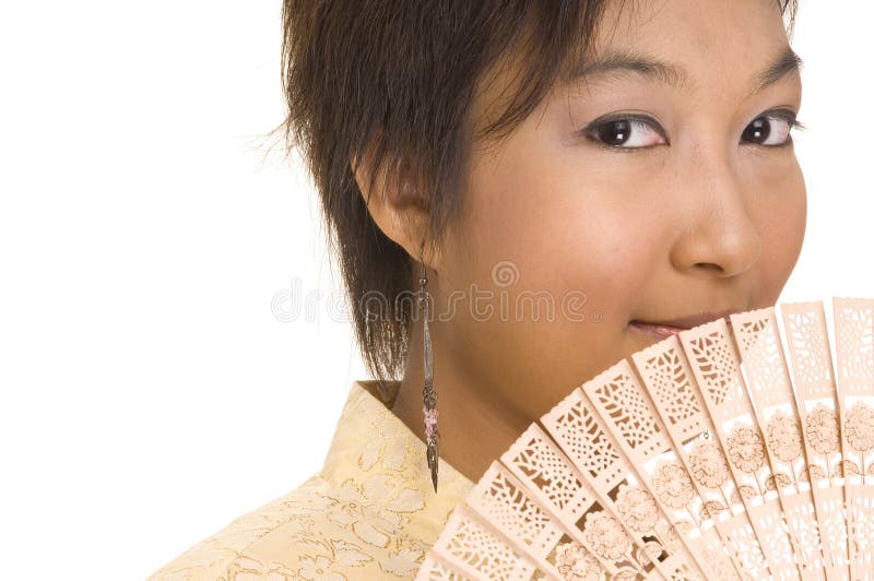 Asian Girl and Fan 2 stock photo. Image of jacket, diverse - 171500