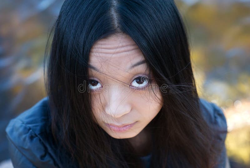 Asian Girl with Hair on Face Stock Image - Image of hair, brunette ...