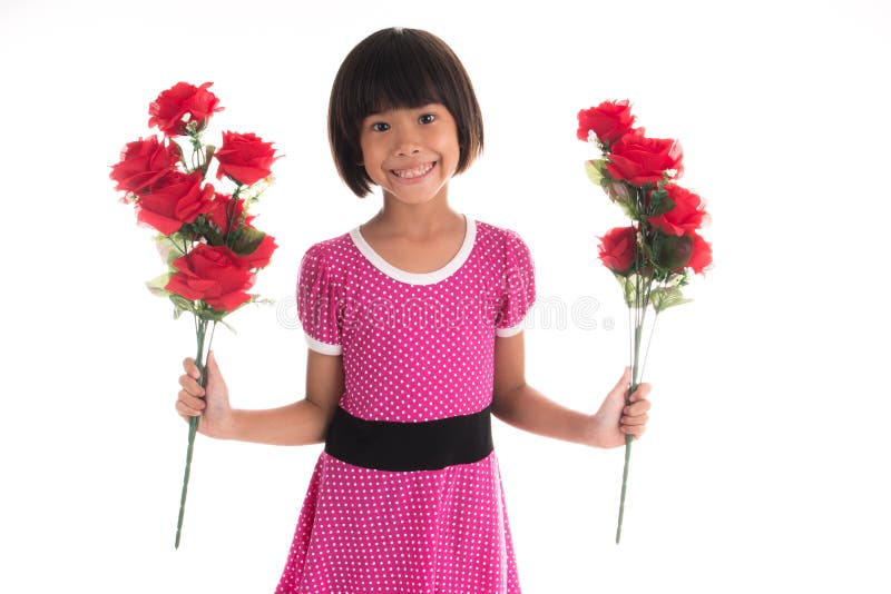 Asian girl holding a rose stock image. Image of asia - 60861251