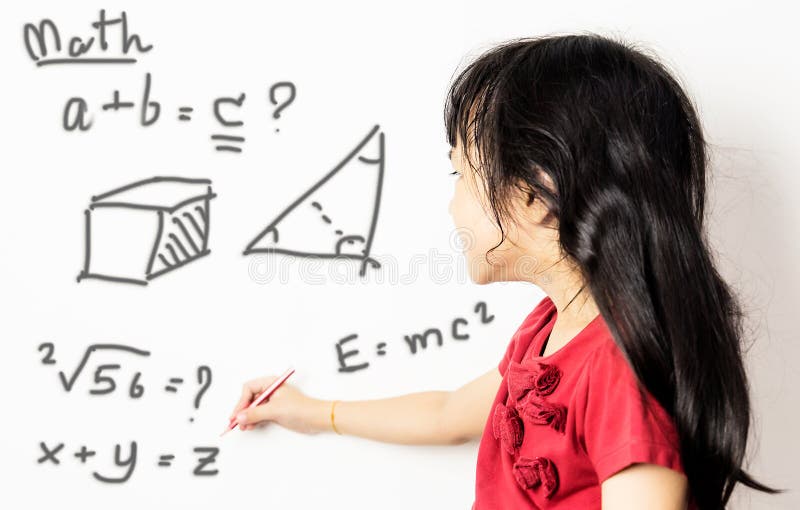Asian Girl Kid is Confusing with Maths. Stock Photo - Image of mind ...