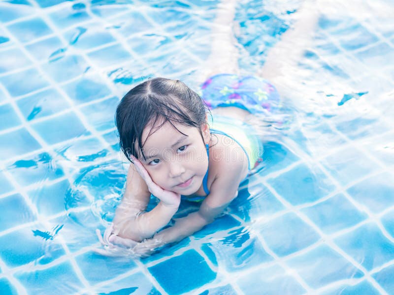 Asian Girl is Playing in the Pool Stock Image - Image of look, asia ...