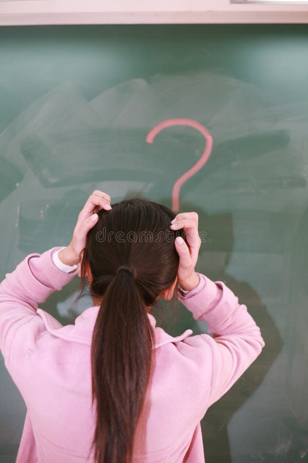 Asian Girl with a Red Question Mark Stock Photo - Image of university ...