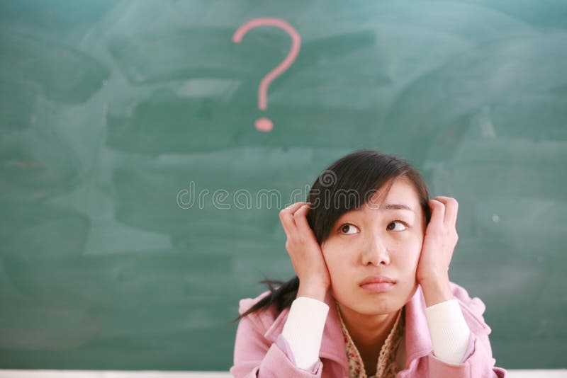 Asian Girl with a Red Question Mark Stock Image - Image of question ...