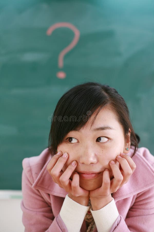 Asian Girl with a Red Question Mark Stock Image - Image of question ...