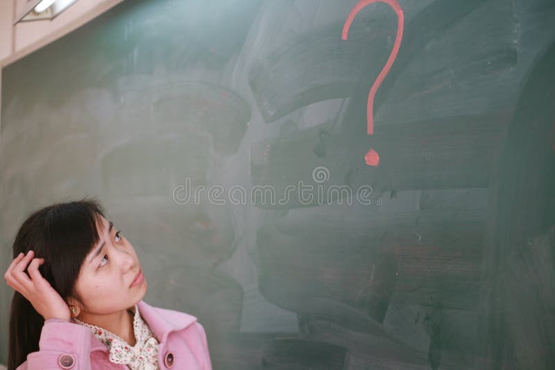 Asian Girl with a Red Question Mark Stock Photo - Image of idea, point ...