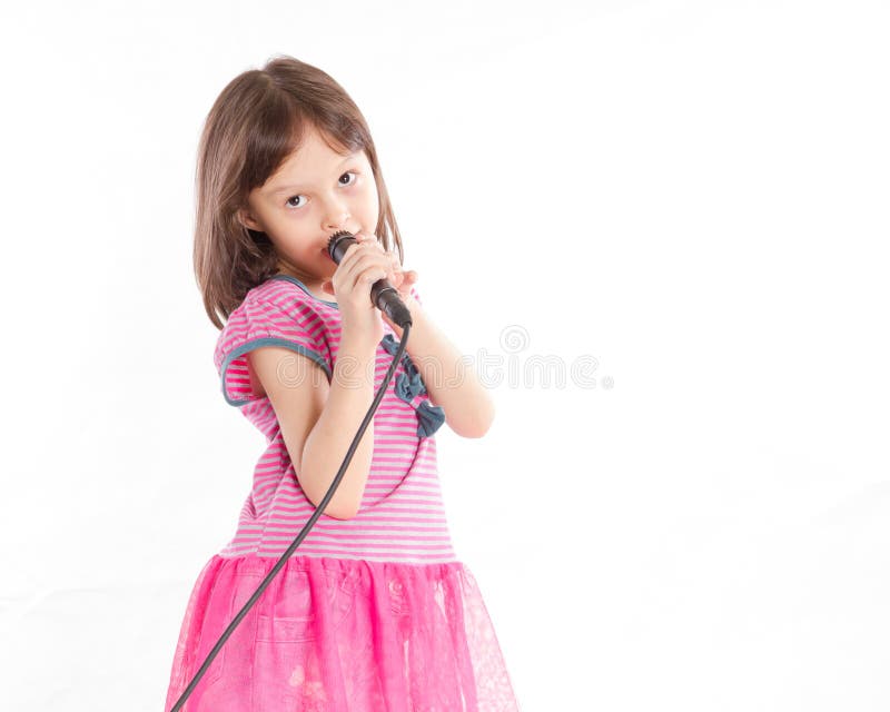 Asian Girl Singing with Microphone Stock Photo - Image of singer ...