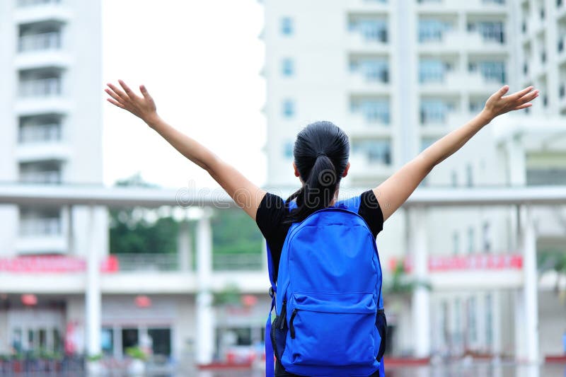 Asian Girl Student in Campus Stock Image - Image of campus, education ...