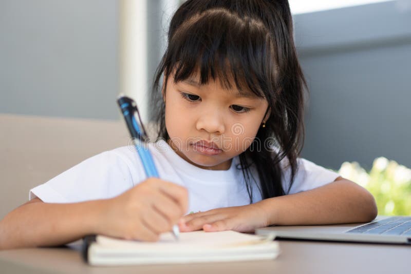 Asian Girl Student Holding a Pen for Taking Notes and Doing Homework ...