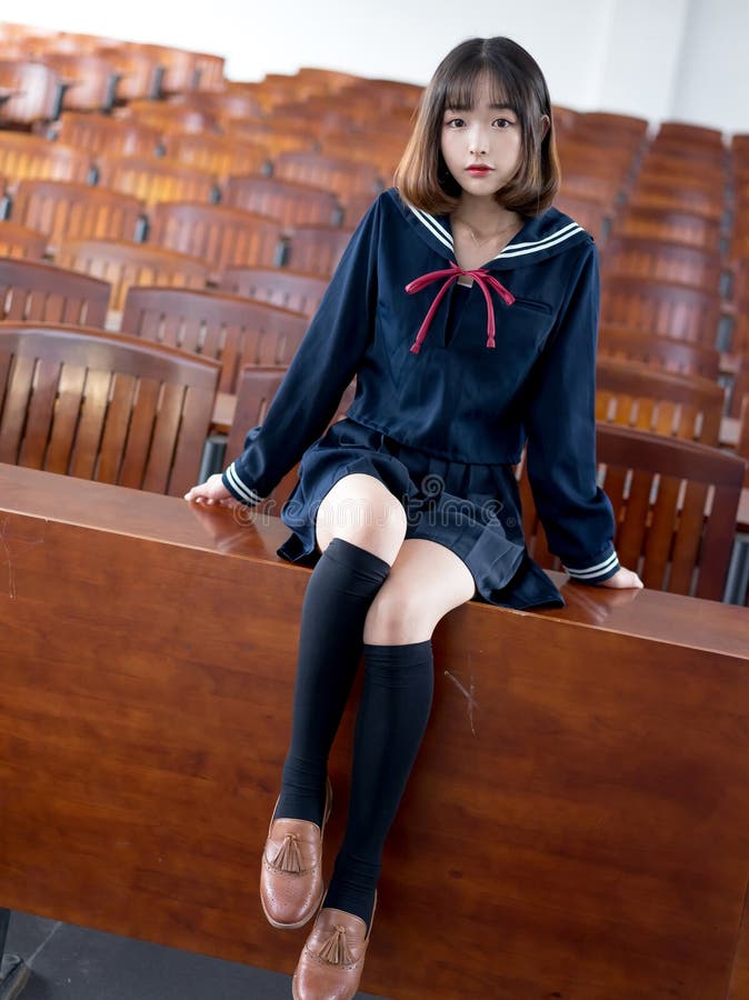 Asian Girl Student in School Uniform Learning in the Classroom Stock ...
