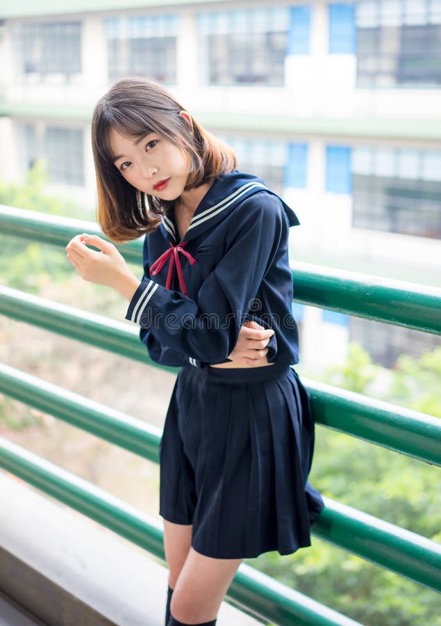 Asian Girl Student in School Uniform Learning in the Classroom Stock ...