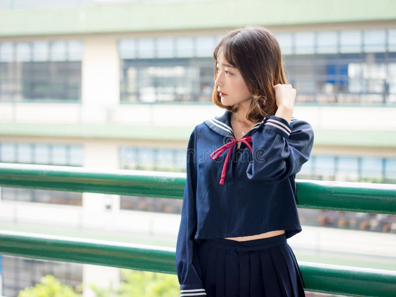 Asian Girl Student in School Uniform Learning in the Classroom Stock ...