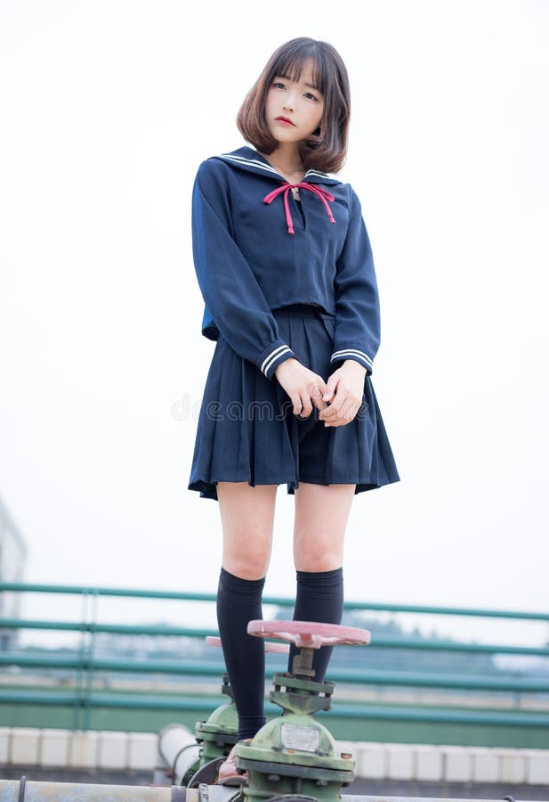 Asian Girl Student in School Uniform Learning in the Classroom Stock ...