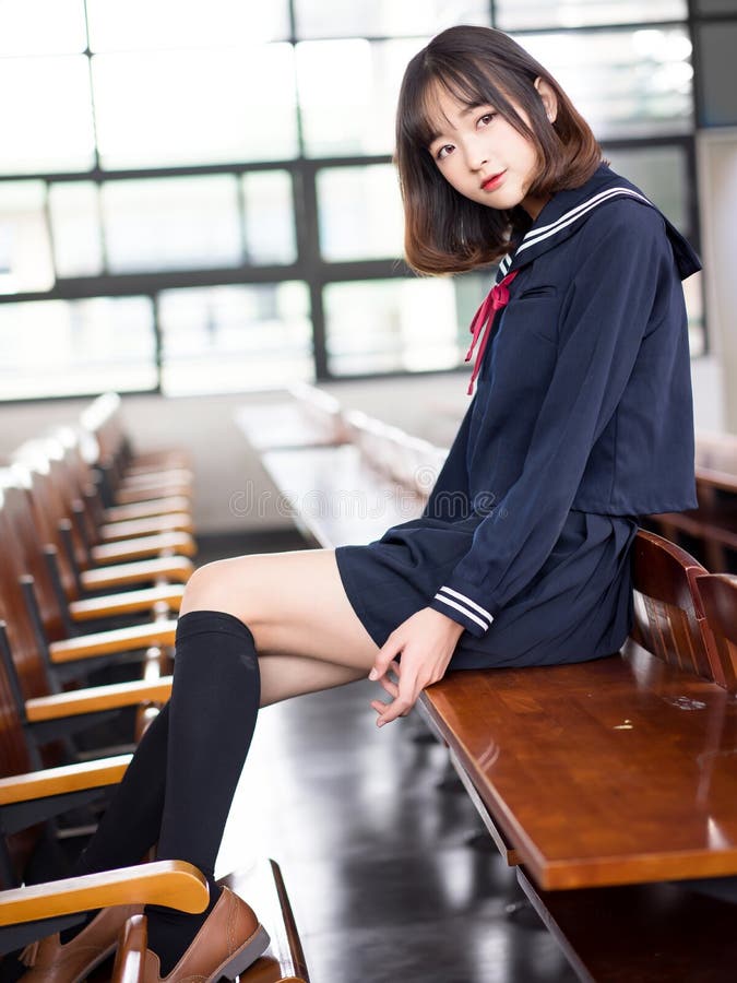 Asian Girl Student in School Uniform Learning in the Classroom Stock ...