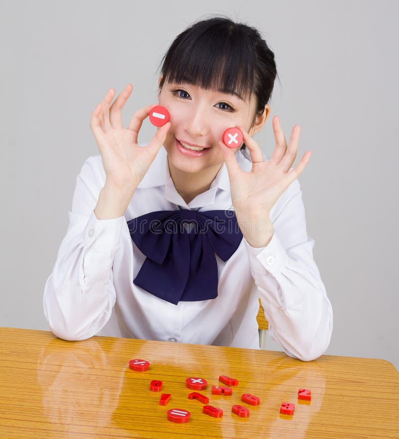 Asian Girl Student in School Uniform Math Stock Photo - Image of ...