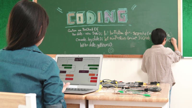 Asian Girl Writing Engineering Prompt by Using AI Software at Class ...