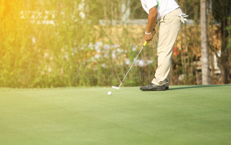 Asian Golfers Hit Sweeping and Keep Golf Course in the Summer for Relax ...