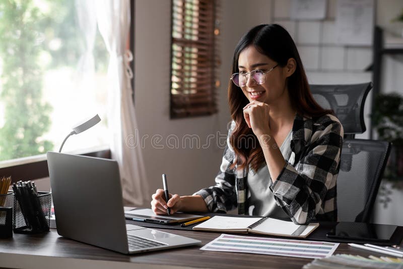 Asian Graphic Designer Working with Creativity Editor Ideas Designer ...