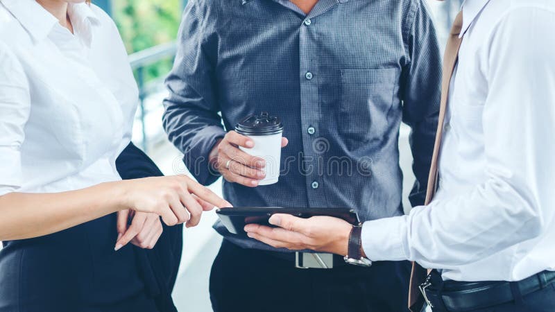 Asian Group of Business People Talking in Outdoor after Work Stock ...