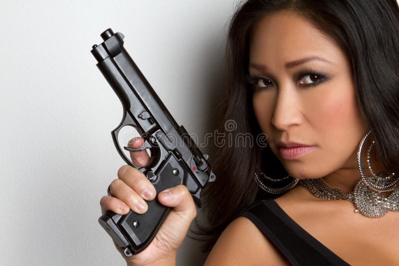 Chinese Gun Woman stock image. Image of posing, person - 12746043