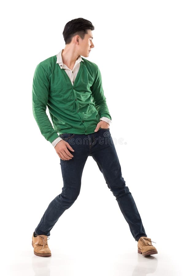 Asian Guy with Dramatic Pose Stock Image - Image of handsome, green ...