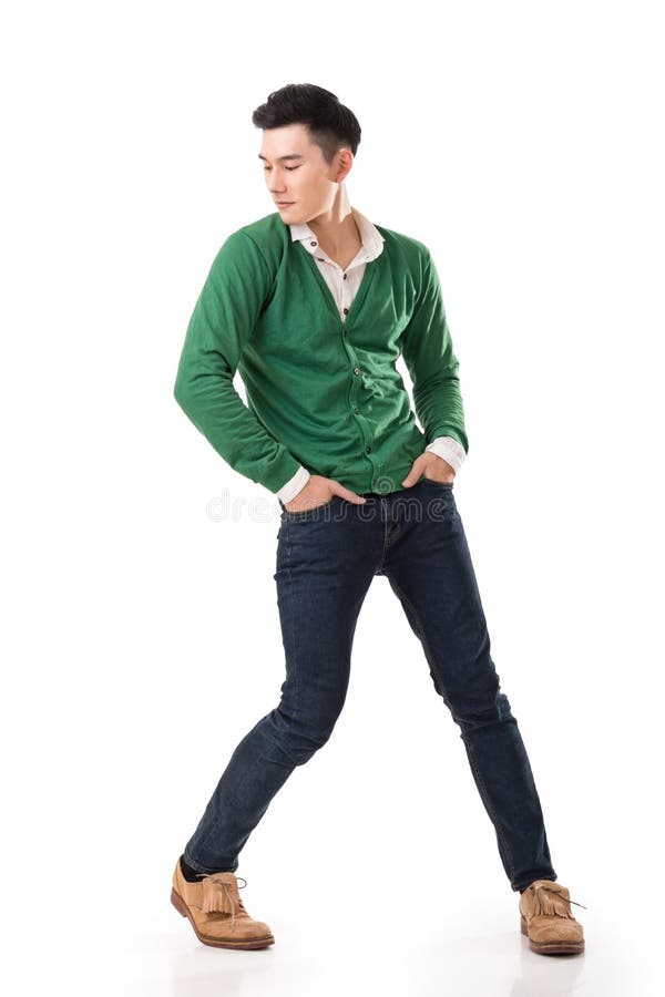 Asian Guy with Dramatic Pose Stock Image - Image of handsome, green ...
