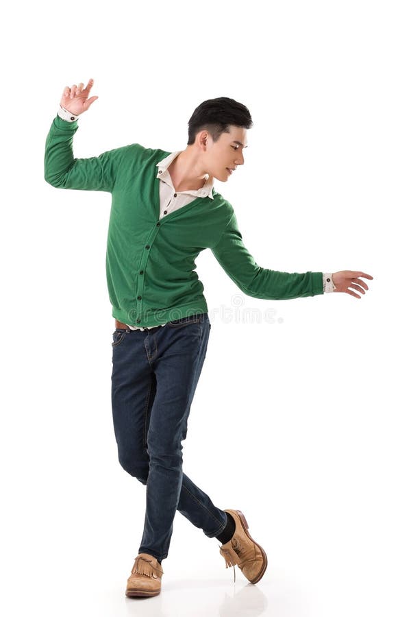 Asian Guy with Dramatic Pose Stock Image - Image of handsome, green ...