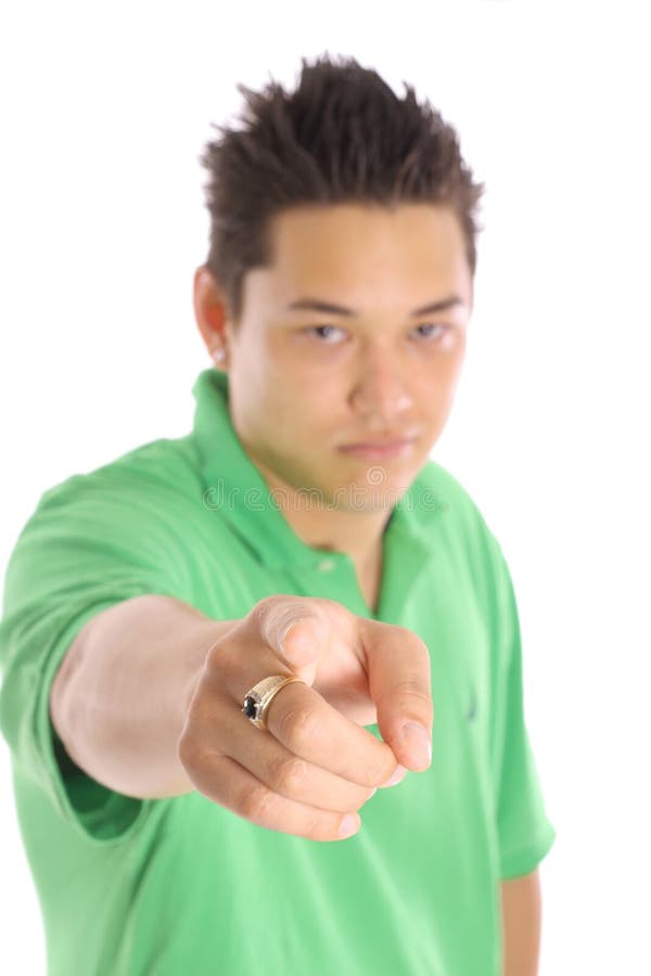Asian Guy Pointing (focus on Finger) Stock Image - Image of focus ...