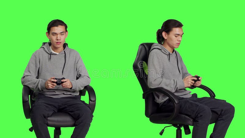 Asian Guy Using Controller for Gameplay Stock Video - Video of ...
