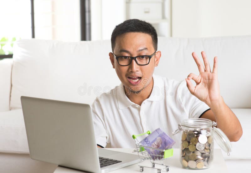 Asian Guy Using Internet Computer Stock Image - Image of loan, invest ...