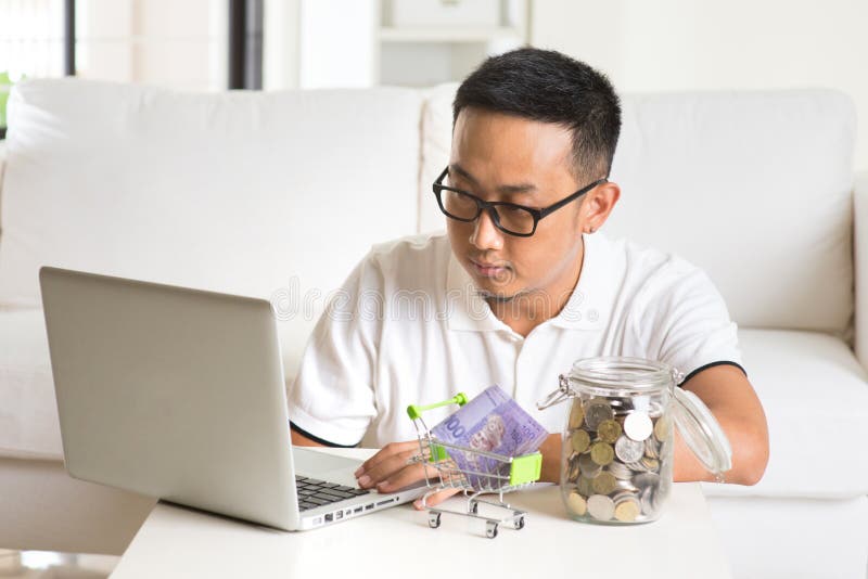 Asian Guy Using Internet Computer Stock Image - Image of earn, asian ...