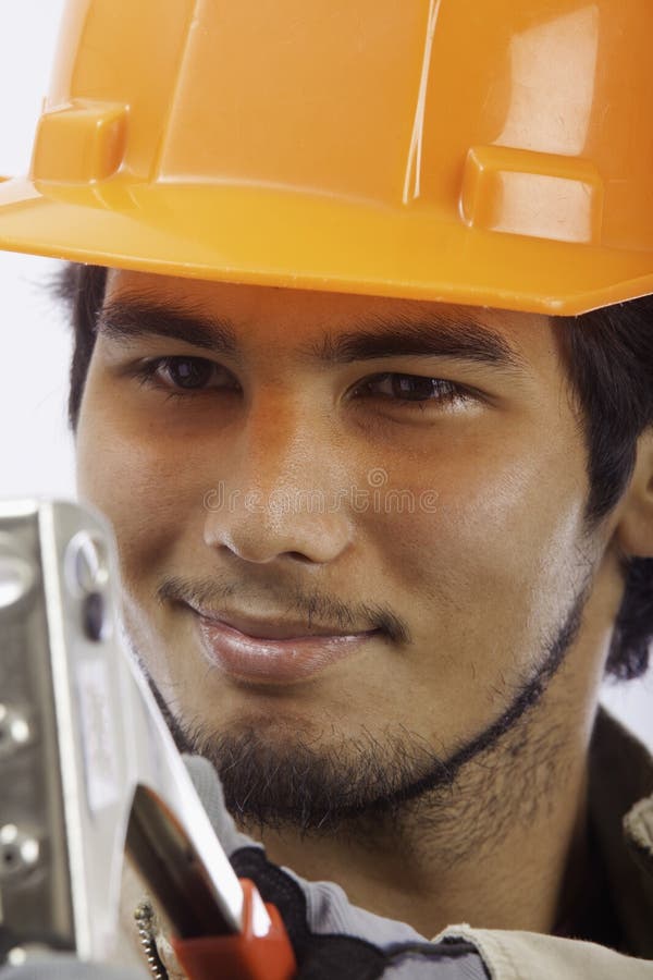Asian hard hat worker stock photo. Image of riveter, people - 18823460