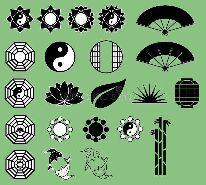Asian icons stock vector. Illustration of icon, leaves - 49101560
