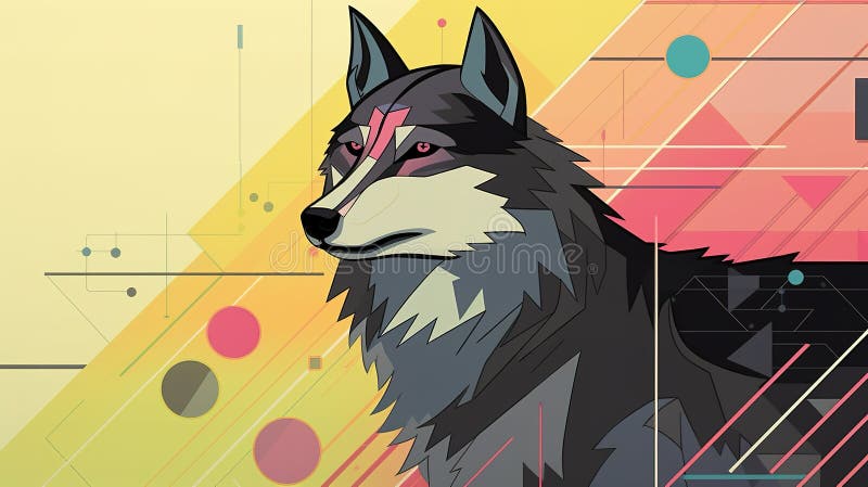 Asian Inspired Brave Wolf Artwork, Banner Design, Ai Generated Image ...