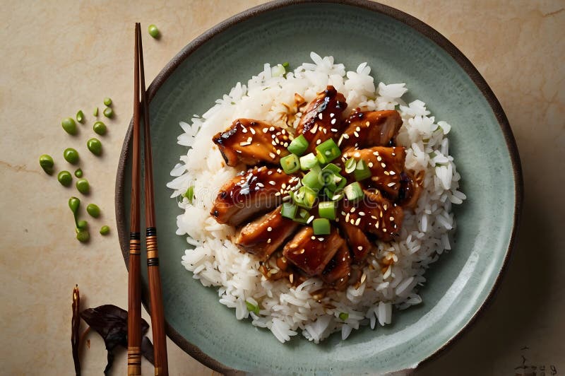 Asian Inspired Delight Chicken Teriyaki Over Jasmine Rice Generative ...