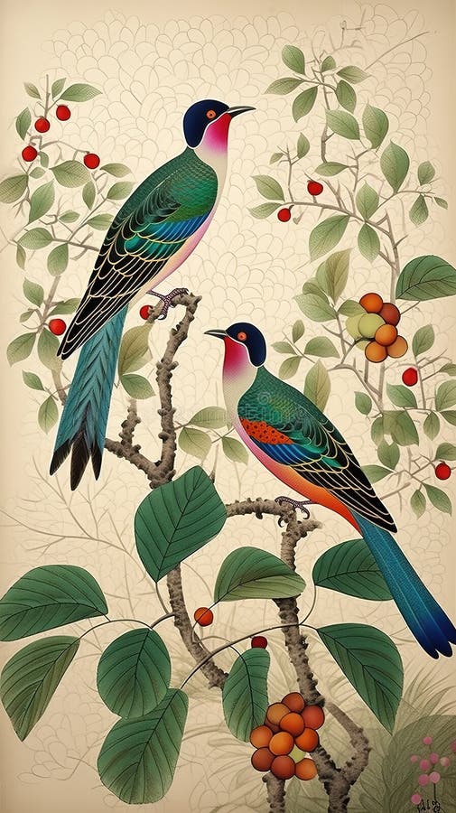 An Asian Inspired Simple Bird Embroidery Art, Generative Ai Technology ...