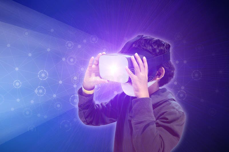 A Man Using Metaverse Digital Cyber World Technology with Wearing and ...