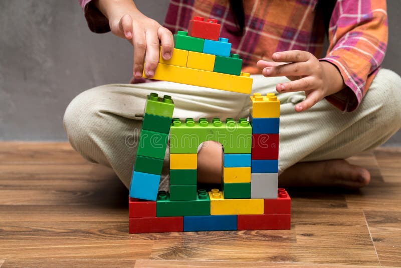 Asian Kid Girl Building House Stock Photo - Image of creativity ...