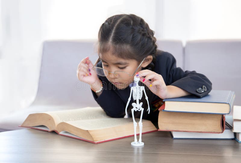 Asian Kid Learn Skeleton Model with 3d Printing Stock Photo - Image of ...