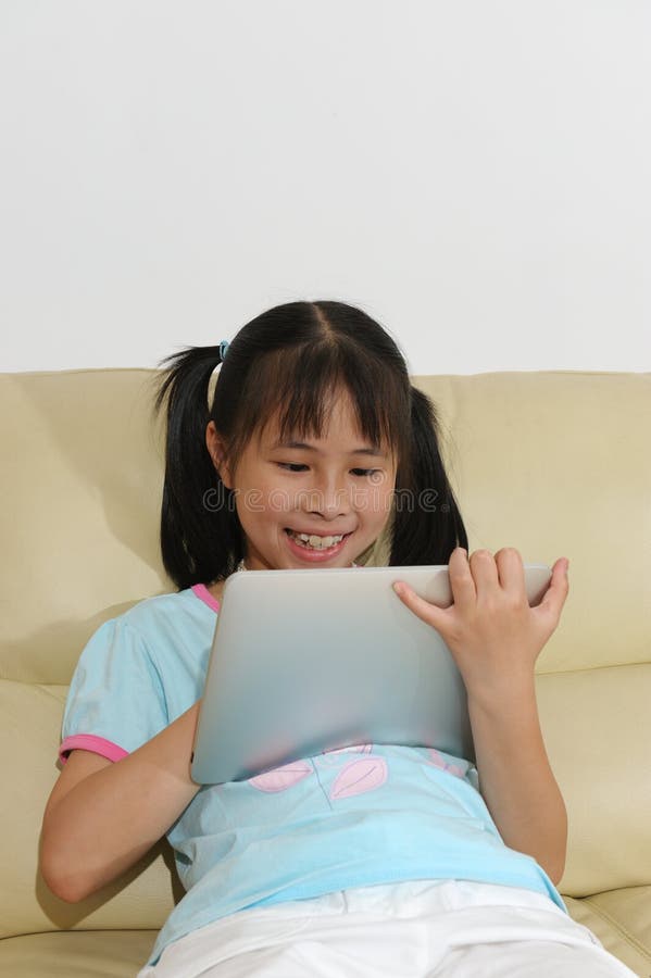 Asian Kid Playing with Touchscreen Stock Image - Image of touchscreen ...