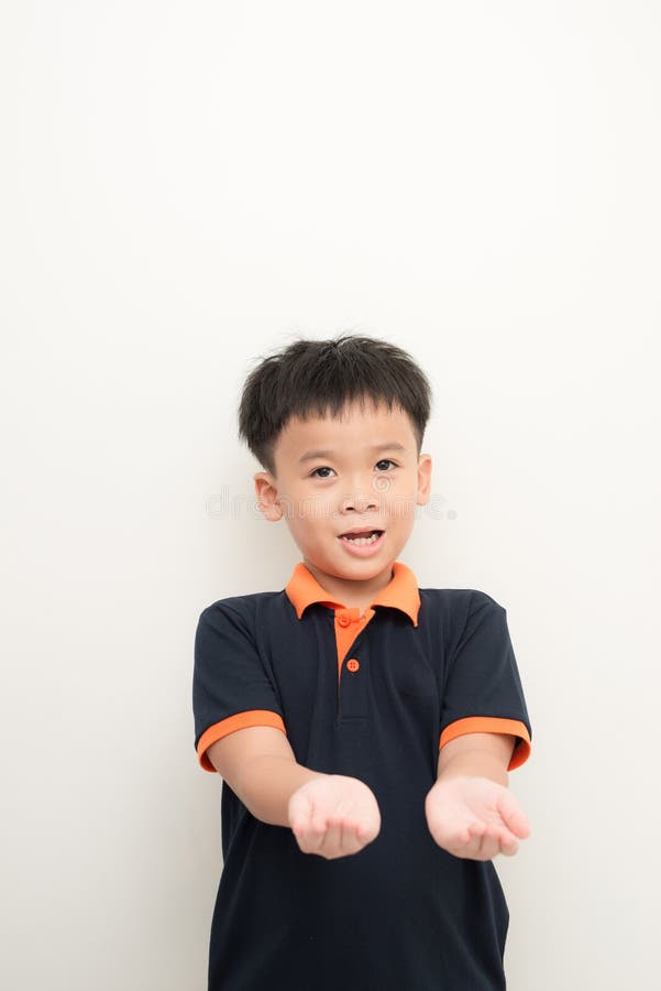 Asian Kids Open Palm Hand Gesture Stock Image - Image of portrait ...
