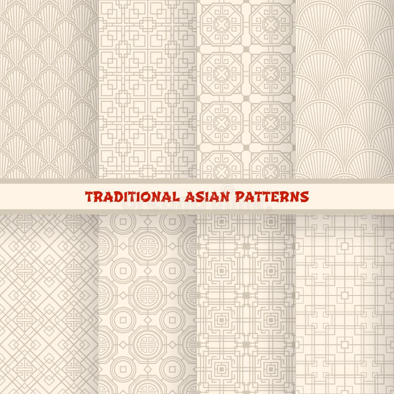 Asian Seamless Pattern of Oriental Golden Ornament Stock Vector ...