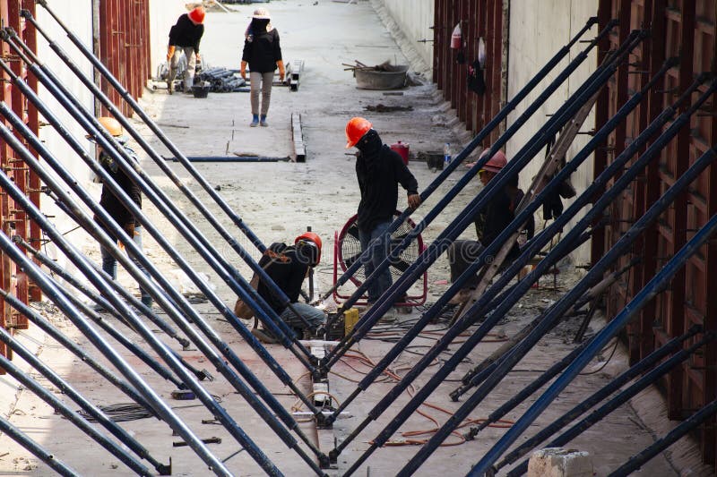Asian Labor People and Thai Labour Workers Use Machine Tool and Heavy ...