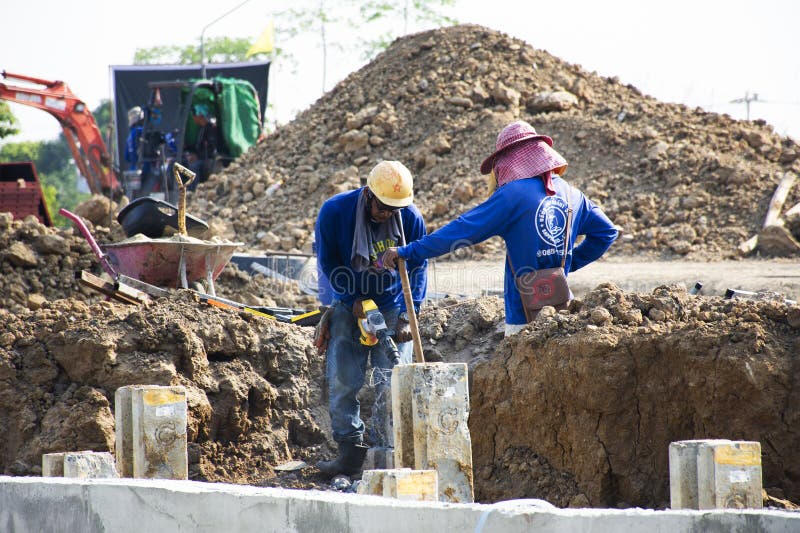 Asian Labor People and Thai Labour Workers Use Machine Tool and Heavy ...