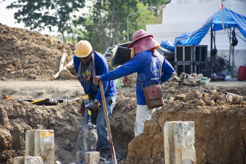 Asian Labor People and Thai Labour Workers Use Machine Tool and Heavy ...