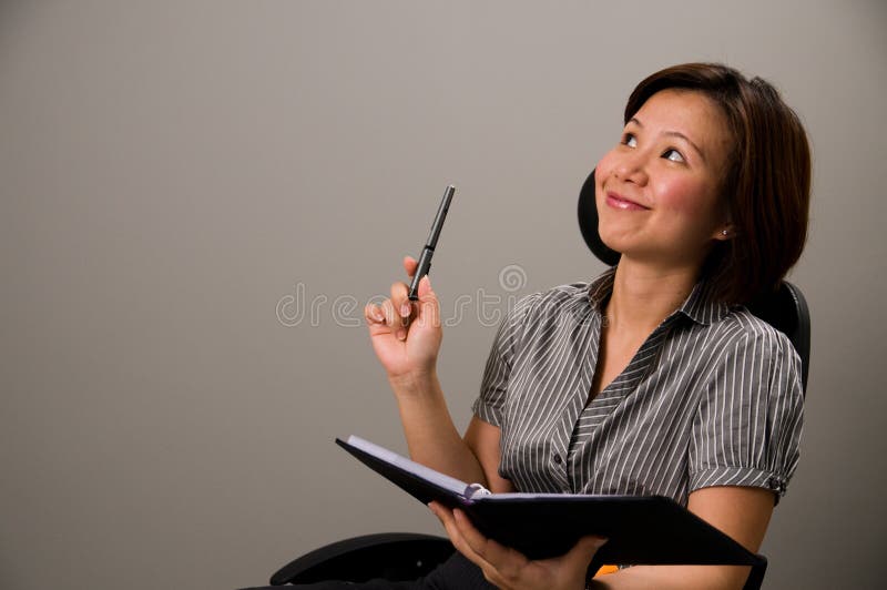 Asian Lady in Business Attire, Getting an Idea Stock Image - Image of ...