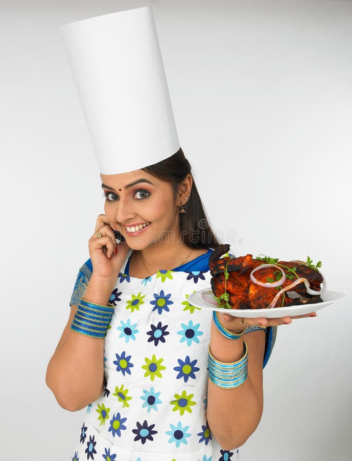 Asian Lady with Her Plate of Baked Chicken Stock Image - Image of ...