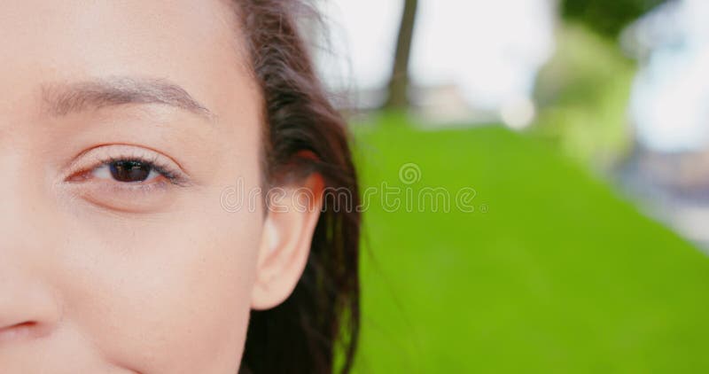 Asian Lady`s Eye Blinking Outdoors Stock Video - Video of detail ...