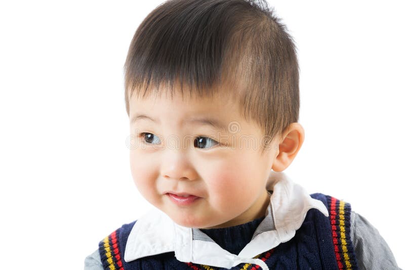 Asian Little Boy Looking at a Side Stock Image - Image of smart, little ...