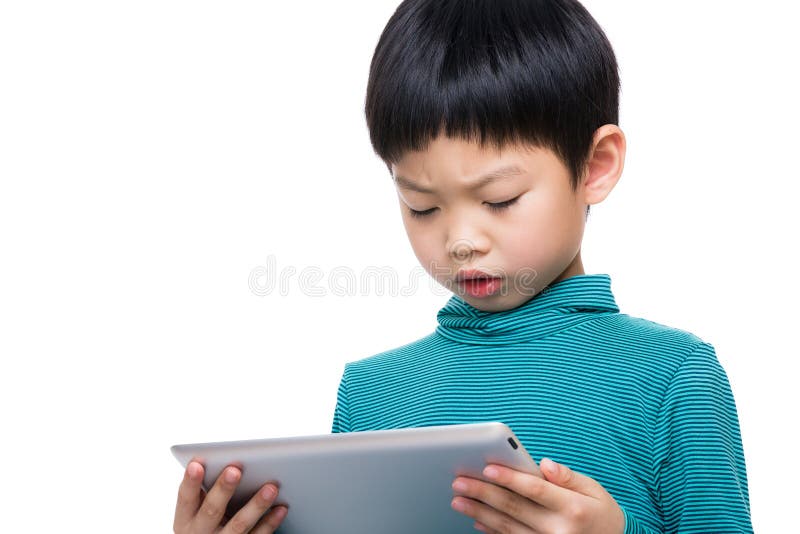 Asian Little Boy Watching on Tablet Stock Photo - Image of smile ...