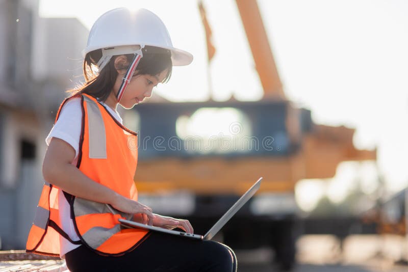 Asian Little Girl Future Engineers Stock Photo - Image of professional ...